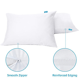 Toddler Pillowcase 4 Pack Waterproof Pillow Protector Zippered Pillow Cover Fit for Toddler Pillow 13"x18" & 14"x19", White Pillow Cases Toddler Pillowcase Encasement Covers Machine Washable