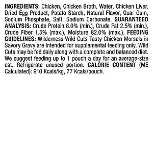 Blue Buffalo Wilderness High Protein Grain Free, Natural Wild Cuts Adult Wet Cat Food Pouch, Chicken 3-oz pouches (Pack of 24)