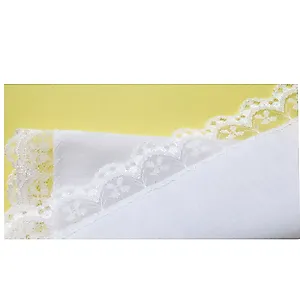 6/12 Pack of Ladies White Perfect Wedding Lace Cotton Handkerchiefs