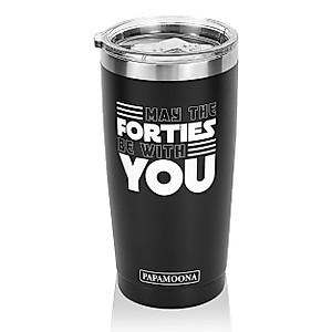 PAPAMOONA 40th Birthday Gifts For Men, 40 Year Old Wine Coffee Tumbler, Mug, Cup Present For Men, 1983 Birthday Gifts For Men, Turning 40 Gift Ideas For Man, Him, Her, Husband, Wife, Dad, Mom