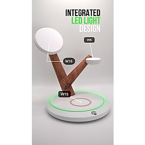 Tree Design Wireless Charger, 4 in 1 Qi Charging Station Stand for Multiple Devices, Charging Station for iPhone 15 14 13 12 Series, Apple Watch Ultra/SE/9/8/7/6/5/4/3/2 and AirPods (White)