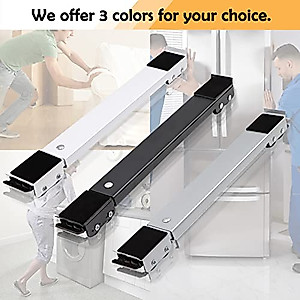 Extendable Furniture Appliances Rollers, Mover Tools with 24 Roller & Brake Equipment for Heavy Washing Dryer Machine Refrigerator for Mobile Wheels Strong Base Stand Hold Up to 660 lb Black