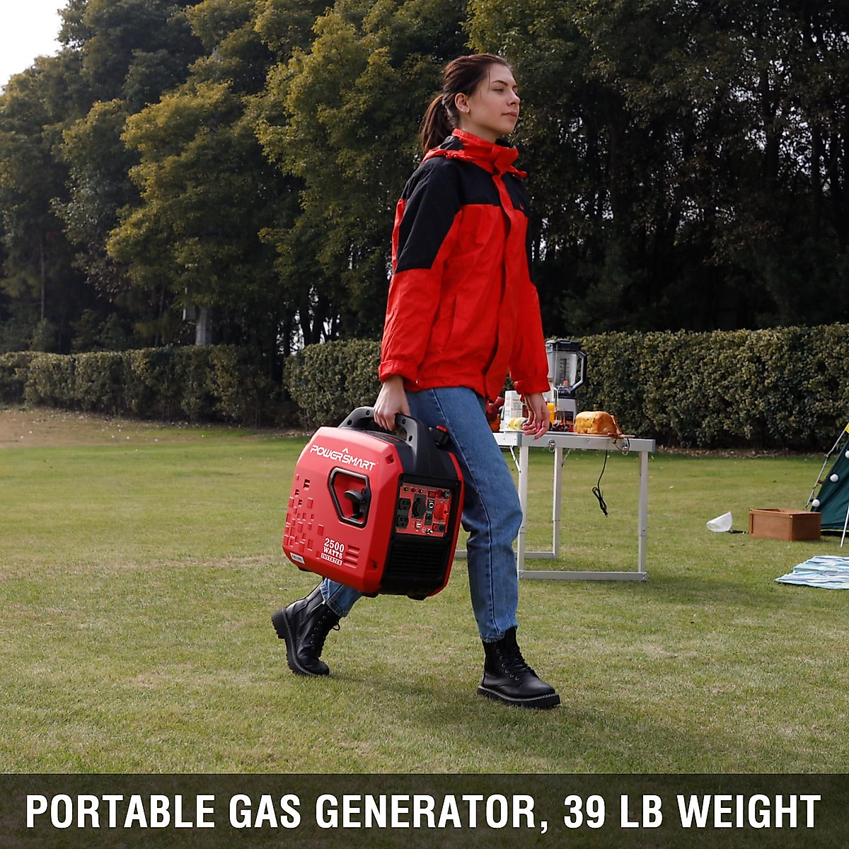 PowerSmart 2500-Watt Super Quiet Portable Inverter Generator, Gas Powered, High Fuel-Efficient Generator, Lightweight for Camping Home Use CARB Compliant PS5025 2024Version