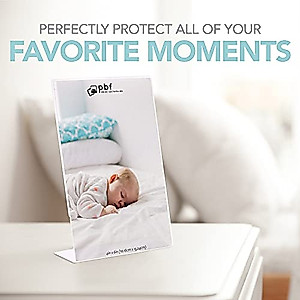 Photo Booth Frames - 4x6 Inch Clear Acrylic Plastic Display, Slanted Back Vertical Standing Picture or Display Sign Holder with Inserts - 12 Count