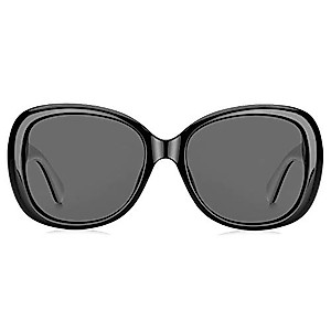 Kate Spade New York Women's Judyann Oval Sunglasses, Black Ivory/Gray Polarized, 56 mm