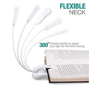 Vekkia 3000K Warm LED Rechargeable Book Light, Easy for Eyes, Clip on Reading Lights for Reading in Bed, Car & Travel, Lightweight Slim 2.1 oz. Perfect for Readers (Elegant White)
