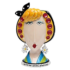 StealStreet SS-CG-62651, 6.5 Inch Go Back to Bed Blonde Lady with Earrings Make Up Holder Vase