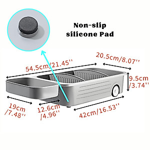 Undersink Pull Out Sliding Storage Basket, Car Shape Wheeled Cabinet Drawer Organizer for Kitchen Bathroom Sink Caddy, with Adjustable & Detachable Dividers and Side Drainer Basket, 8'' Wide Grey