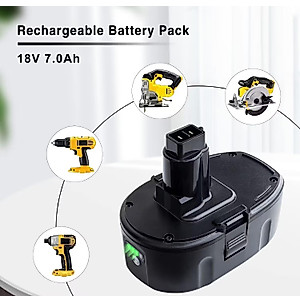 DTK 2Pack 7.0Ah Lithium-Ion Battery Replacement for Dewalt 18V XRP Ni-Cad DC9096 DC9098 DC9099 DE9039 DE9095 DE9096 DE9098 DW9095 DW9096 DW9098 DE9503 DC9182 18V XRP Batteries