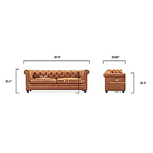 POLY & BARK Lyon Sofa in Full-Grain Pure-Aniline Italian Leather, Cognac Tan