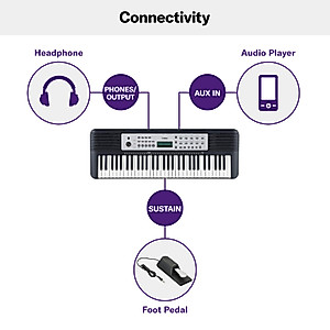 Yamaha YPT270 61-Key Portable Keyboard With Power Adapter (Amazon-Exclusive),Black