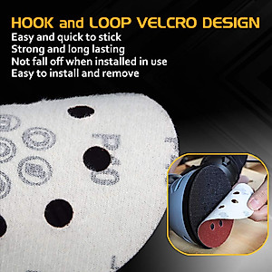 80pcs 5 inch Sanding Discs Hook and Loop, 8 Hole Orbital Sander Sandpaper, 10 x 40/60/80/120/180/240/320/400 Grit Orbital Sander Pads, Round Sandpaper Discs by Taspire