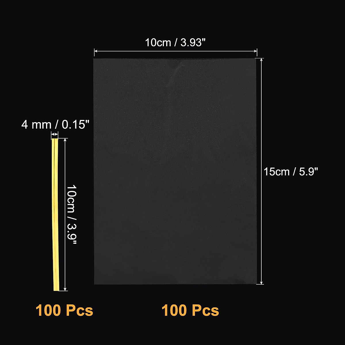 uxcell 100 Pcs Clear Cello Bags, Clear Flat Plastic Cello Treat Bags with Gold Twist Ties Gift Bags Cookies Bags for Christmas Snacks Candy Cookie Gifts