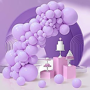 Pastel Purple Balloons - 80Pcs 18/12/5 Inch Maca Purple Latex Balloons Different Sizes Light Purple Helium Balloon Garland for Graduation Birthday Valentines Day Anniversary Theme Party Decorations