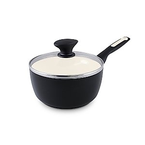 GreenPan Rio 2QT Ceramic Non-Stick Covered Saucepan, Black -