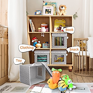 Keaxinty 13 inch Fabric Bin with Lid, 3 Pack of Cube Storage Bins, Foldable Organizer to Store Toys,Towels,Clothes,Books in Home, Shelves,Bedroom,Office