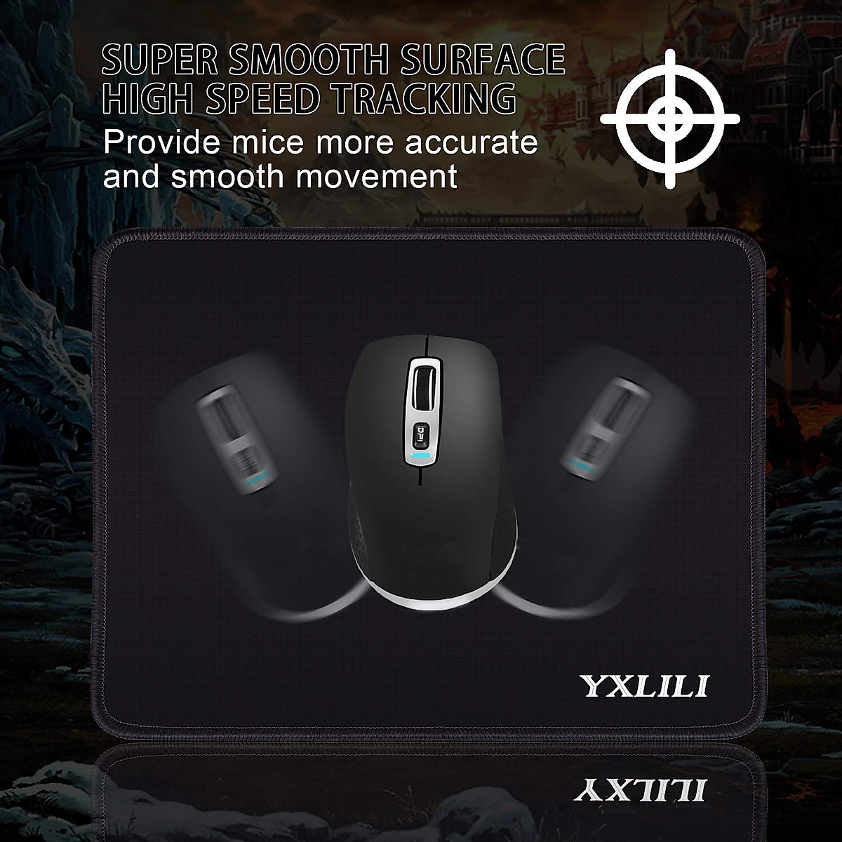 YXLILI Mouse Pad 10.6x8.3x0.12 Inch Gaming Mouse Pads Mouse Mat for Wireless Computer Mouse with Stitched Edges, Non-Slip Rubber Base, Water Resistant Mousepads for Office Home Gaming-Black