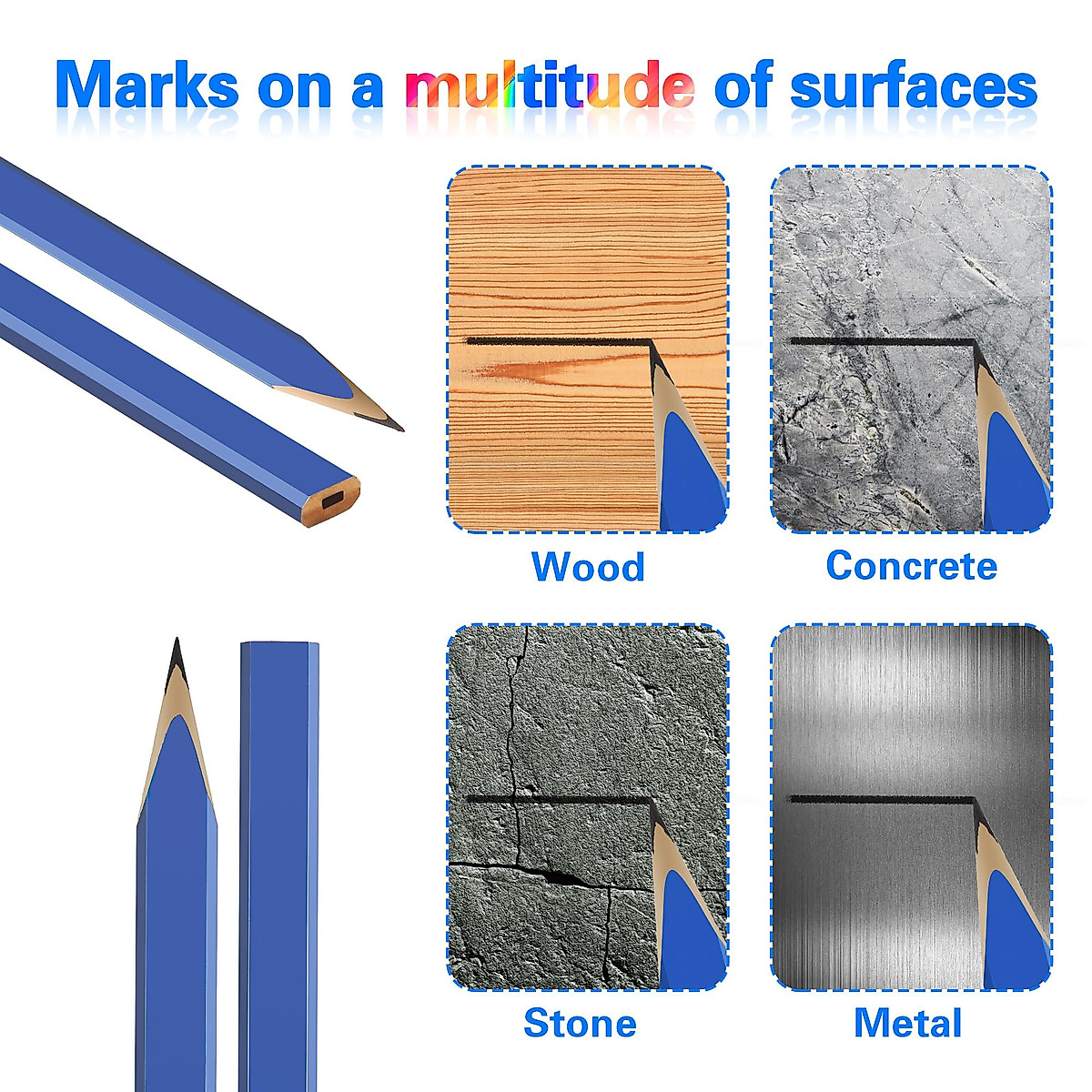 14 Pieces Carpenter Pencil, 7 Inches Flat Octagonal Hard Black Carpenter Marking Pencils with Pencil Sharpener and Silicone Heavy Duty Retractable Pen Holder for Woodworking Marking Tool