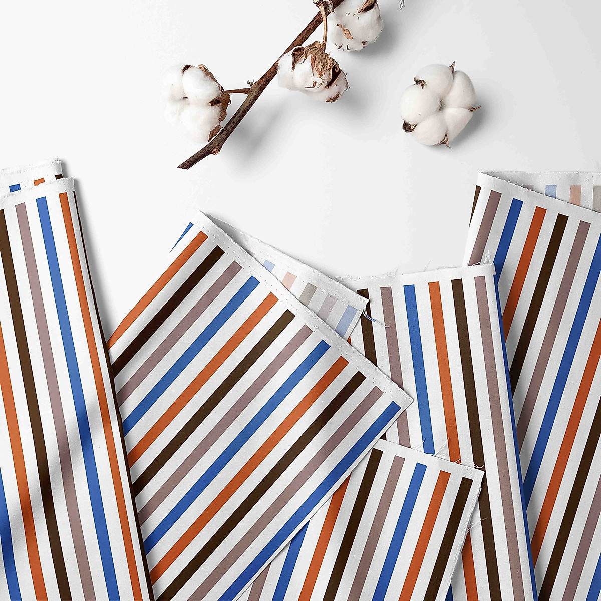 Bacati - 2 Pack MOD Sports Boys 100% Cotton Percale Universal Baby US Standard Crib or Toddler Bed Fitted Sheets (Stripes, Blue Orange Chocolate Brown)