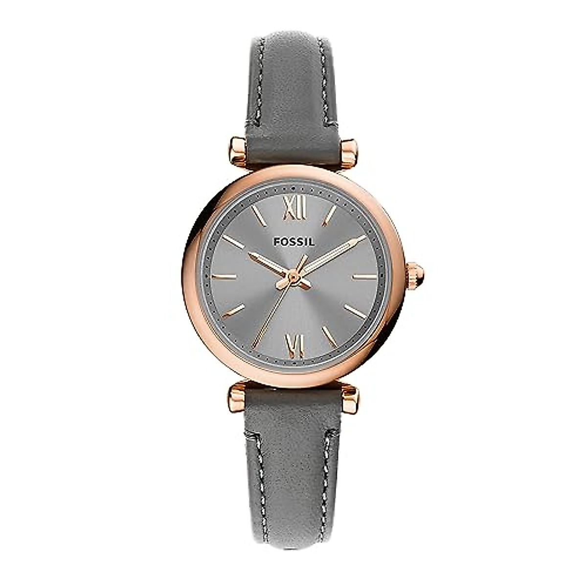 Fossil Women's Carlie Mini Quartz Stainless Steel and Eco Leather Watch, Color: Rose Gold, Grey (Model: ES5068)