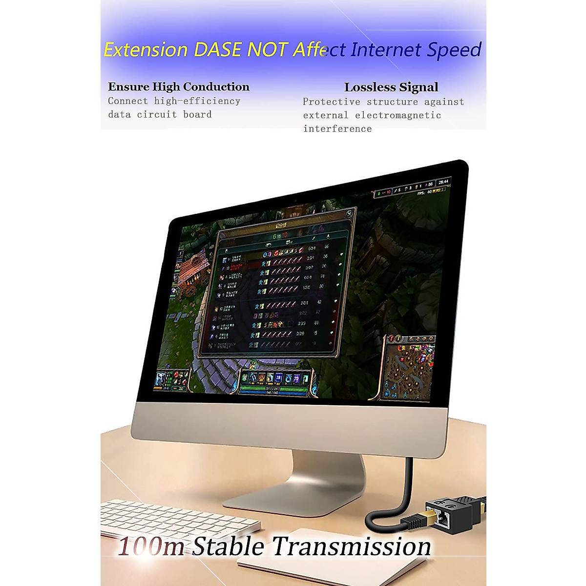 RJ45 Ethernet Splitter Adapter, 2 Pack 1 to 2 Ethernet Splitter 8P8C Socket Extender to Connect to LAN Network Internet Splitter Adapter, for Cat5, 5e, Cat6, Cat7, Black