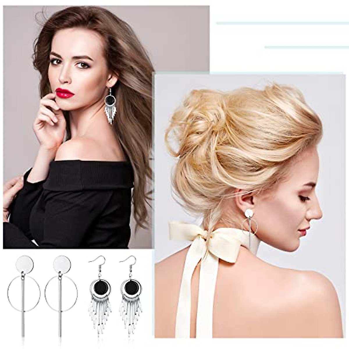 24 Pairs Crystal Teardrop Dangle Earrings Cubic Zirconia Hoop Earrings Boho Threader Earrings Set for Women Girls Christmas (Simple Style)