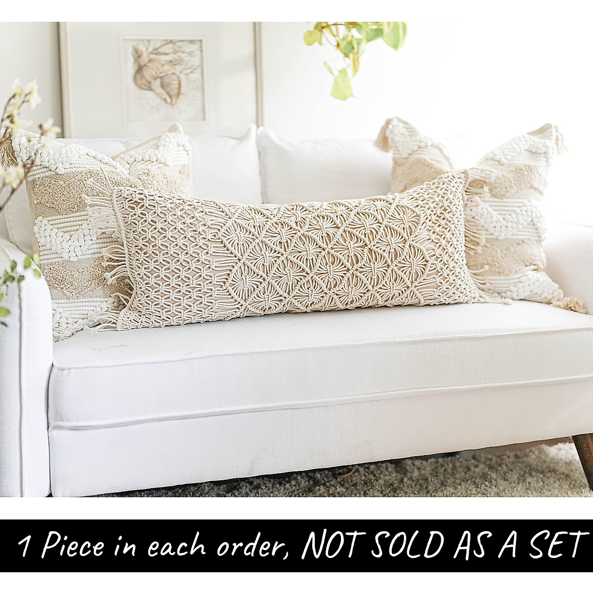 BlissBlush Cream Beige Lumbar Pillow Cover 14x36, Farmhouse Body Lumbar Pillow Cover, Couch Bed Lumbar Throw Pillow Cover, Decorative Pillow for Bed(1 Piece, Cover Only, 14x36 inch)