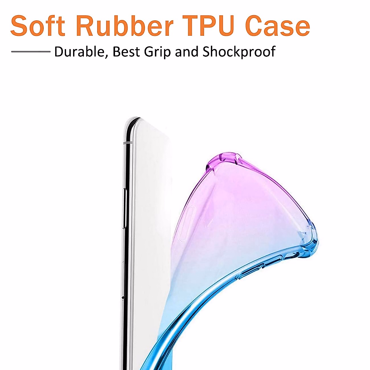 DFTCVBN Phone Case for Moto ThinkPhone Case, ThinkPhone 5G Case with HD Screen Protector, Crystal Rainbow Gradient Slim Clear Phone Cover TPU Back Protective Case for Motorola ThinkPhone Purple/Blue