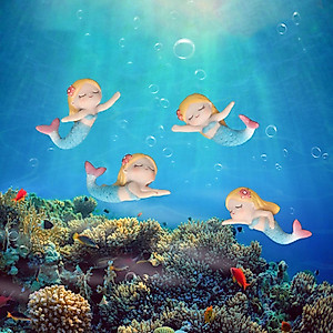 PAPIEEED Floating Mermaid Fish Tank Decor, Cartoon Aquarium Decorations for Aquatic Pets to Play Resin Aquarium Ornaments Suitable for All Kinds of Fish Tank
