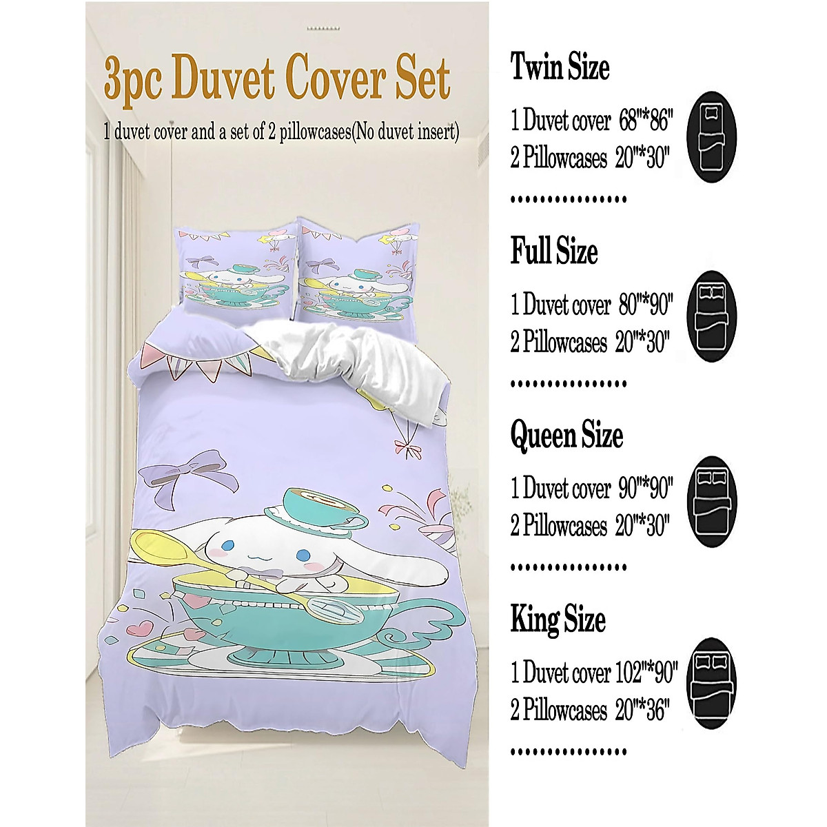 EIANLAI Printed Duvet Quilt Cover Super Bedding Bed Set Cute Dog Soft Comforter Microfiber with Zipper Closure Great Match with Any Home Decor(1 Duvet Cover & 2 Pillowcases)-Twin