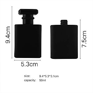 Enslz 50ml （1.69Oz） Thick Square Flint Glass Refillable Perfume Bottle, Square Portable Cologne Atomizer Empty Bottle with Spray Applicator For Travel (Black)