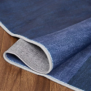 Zacoo Living Room Area Rug 9x12 Extra Large Geometric Rugs Machine Washable Indoor Modern Throw Carpet Soft Non Slip Bedroom Rug Non Shedding Contemporary Floor Cover for Dining Room Kitchen, Navy