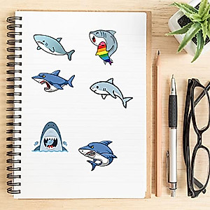 Cute Shark Stickers for Kids Boys, Cool Ocean Shark Stickers Pack,50Pcs FDCcX Vinyl Waterproof Sticker Pack for Water Bottles, Laptop, Scrapbook, Funny Stickers for Kids Teens Adults (Shark)