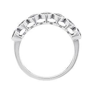 Welry Natural Aquamarine Seven Stone Band Ring in 10K White Gold, Size 8, Size 8