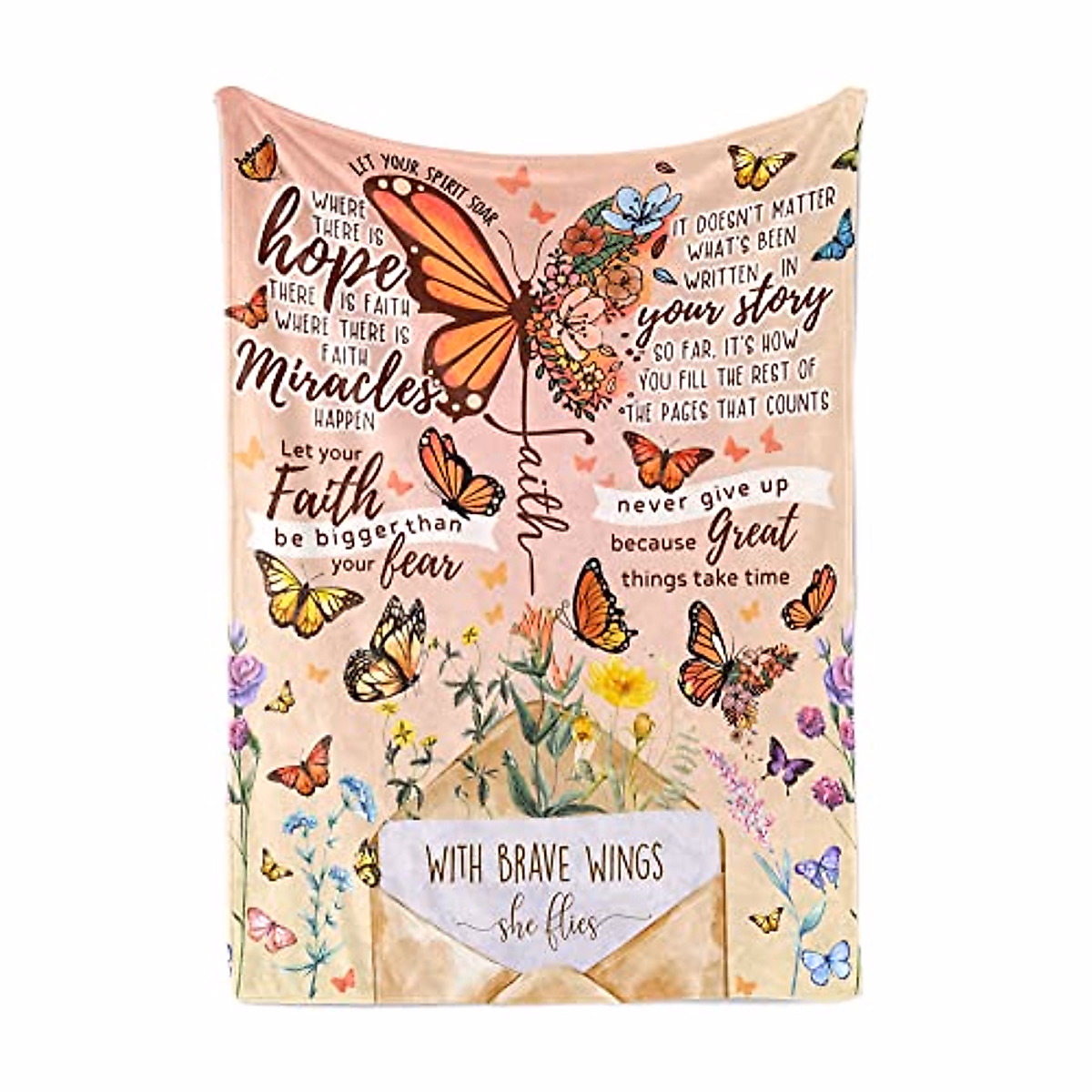 InnoBeta Butterfly Gifts for Women, Girls - Inspirational Butterfly Themed Gifts for Adult - Butterfly Blanket for Birthday, Christmas - Butterfly Faith - Flannel Fleece Plush Blanket - 50"x 65"