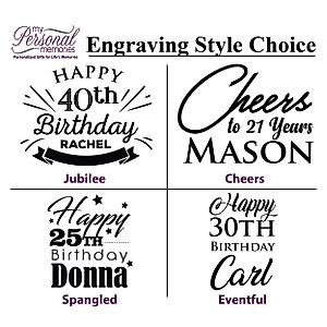 My Personal Memories, Custom Etched Happy 30th 40th 50th 60th Birthday Champagne Flute, Wine, Stemless, Pilsner Beer, Shot Glass (2 oz Square Shot Glass)