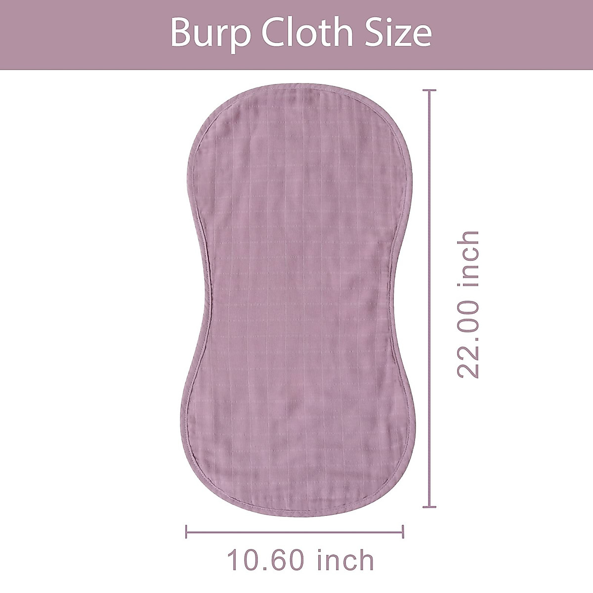 LifeTree Muslin Baby Burp Cloths - Ultra Soft 2 Pack Organic Cotton Large 22'' by 10'' Absorbent Milk Spit Up Rags - Burping Cloths for Newborn, Girls Boys (Lavender & Mauve)