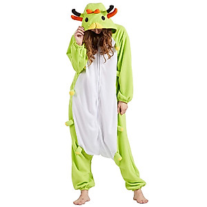 DarkCom Onesie Pajamas Adult Animal Halloween Costume Caterpillar Cosplay One Piece Unisex Homewear Polar Fleece Sleepwear Medium