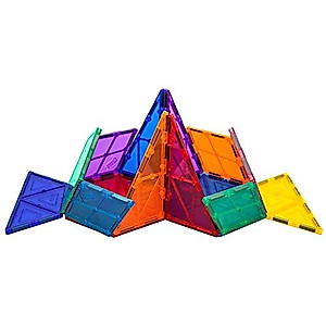 PicassoTiles Magnetic Building Block Set Geometry Shape Magnet Tiles Construction Toy STEM Learning Kit Educational Playset Playboard Pretend Play Stacking Blocks Child Brain Development PT16