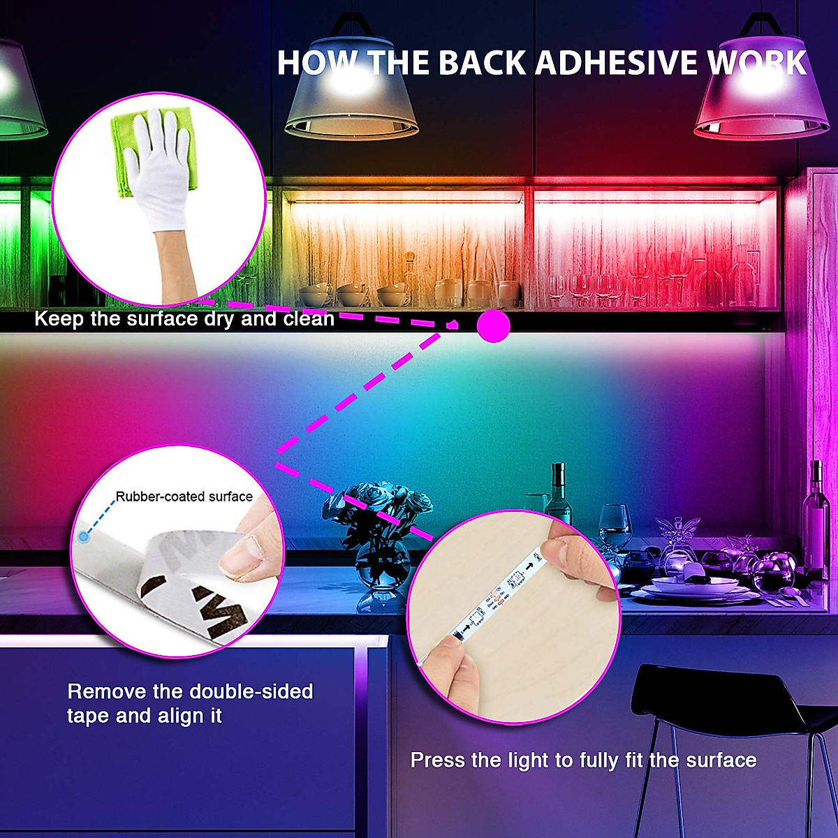 dalattin Smart Led Strip Lights WiFi 25ft Compatible with Alexa Led Lights Music Sync 5050 16 Million Colors Changing Phone APP and 24 Key Remote for Home,Kitchen,TV,Party