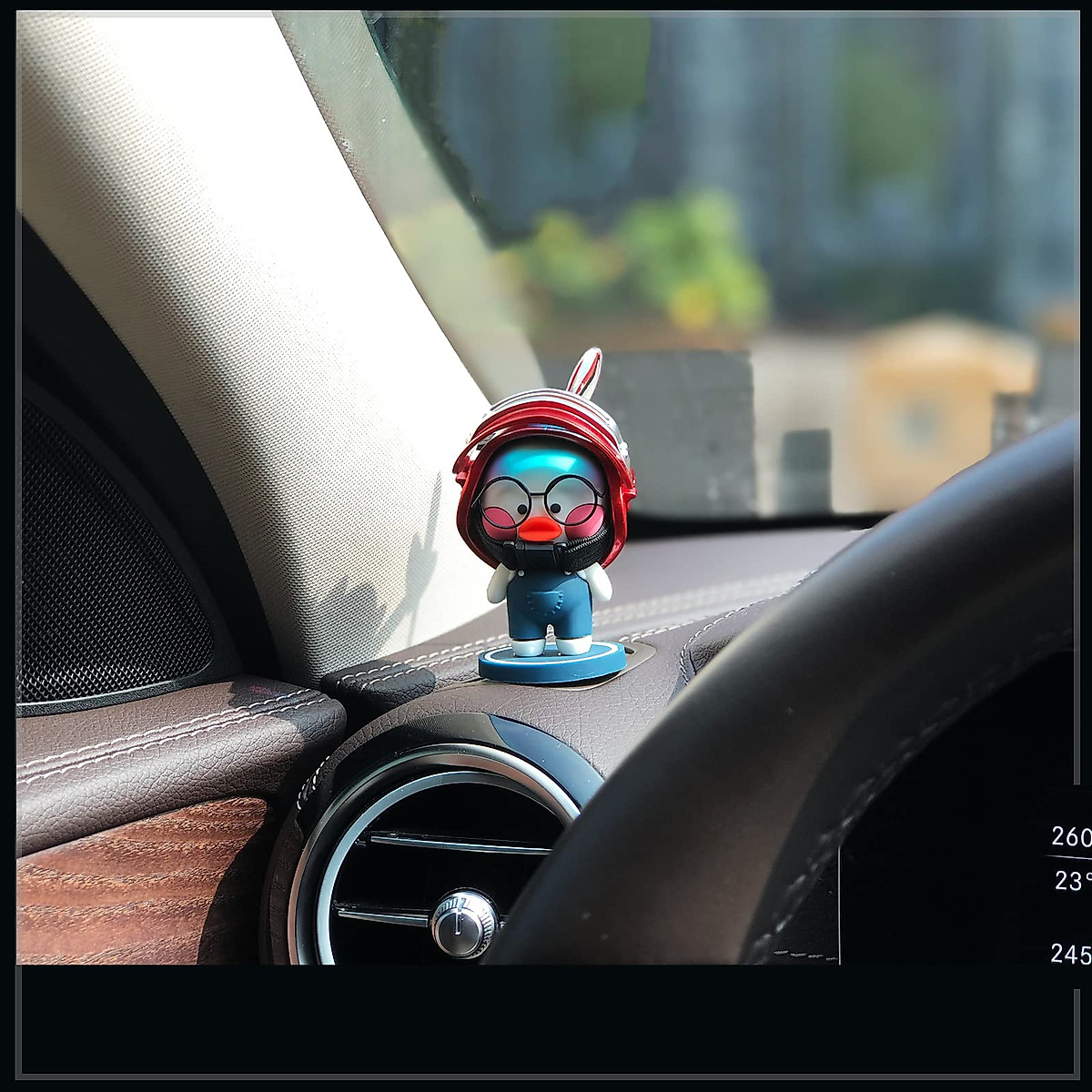 Collyon Car Dashboard Ornament Cute Rubber Duck,Office Car Cab Ornaments,Cool Spectacled Duck(Red)