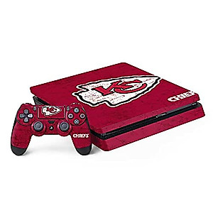Skinit Decal Gaming Skin Compatible with PS4 Slim Bundle - Officially Licensed NFL Kansas City Chiefs Distressed Design