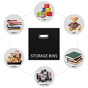 NieEnjoy Black Fabric Cubes Storage Containers ,Foldable Storage Bins Cubes Organizer Baskets with Dual Handles for Shelf Closet Set of 3,(Black)