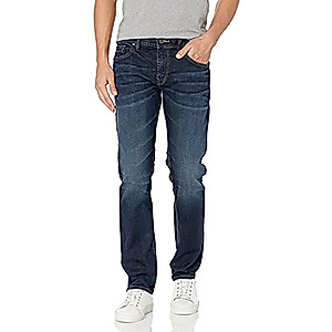 Silver Jeans Co. Men's Allan Slim Fit Straight Leg Jeans, Dark Wash BBS491, 32W x 32L