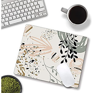 SANWUMIAN Mouse Pad, Mouse Pad with Abstract Art Design, Square Mouse Mat Waterproof Mousepad Non-Slip Rubber Base Mouse Pads for Office Laptop, Modern Boho Leaves