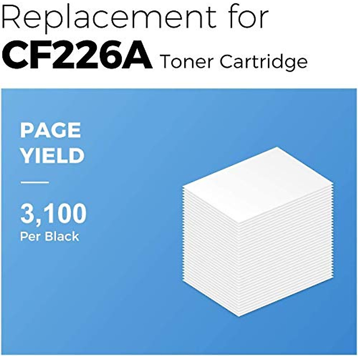 MYCARTRIDGE 26A Toner Cartridge Compatible Replacement for HP 26A CF226A 26X CF226X Fit for Laserjet Pro M402n M402dn M402dw MFP M426fdw M426dw M426fdn M402 Printer 2 Pack Black CF226A Toner