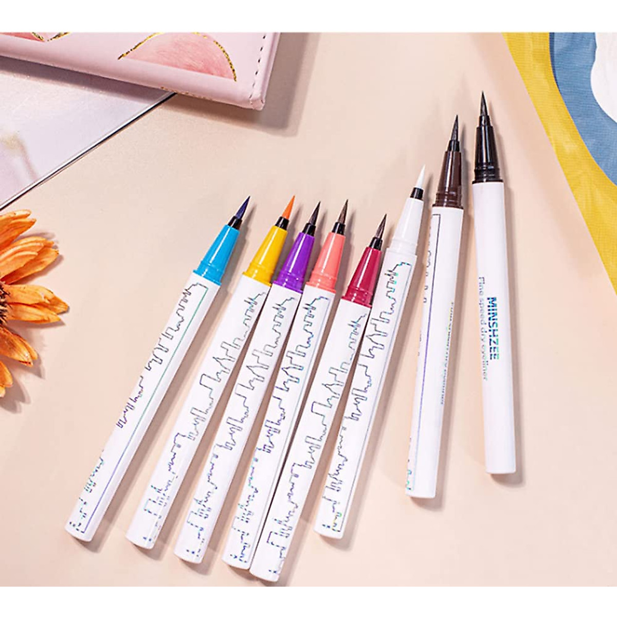 ICATHUNY Liquid Eyeliner Durable Long-lasting Colored Eyeliner,Highly Pigmented, No Smudging,Waterproof High-pigmented Colorful Eyeliners for Eye Makeup for Women and Girl (White)