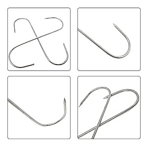 HONBAY 20PCS Stainless Steel Meat Hooks Butcher Hooks for Smoker Chicken Hunting Ribs Fish Beef Poultry Hanging Drying Grill Hook Tool (3mm, 5.5'')