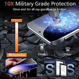 Milomdoi 3 Pack Screen Protector for Samsung Galaxy S23 Plus 6.6 Inch with 3 Pack Tempered Glass Camera Lens Protector, Ultra 9H Accessories, Case Friendly, Mounting Frame, 2.5D Curved - HD