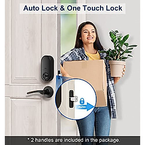 Keyless Entry Door Lock with 2 Lever Handles - Veise Electronic Keypad Deadbolt, Auto Lock, Back Lit & Easy Installation Design, Front Door Handle Sets, Oil Rubbed Bronze